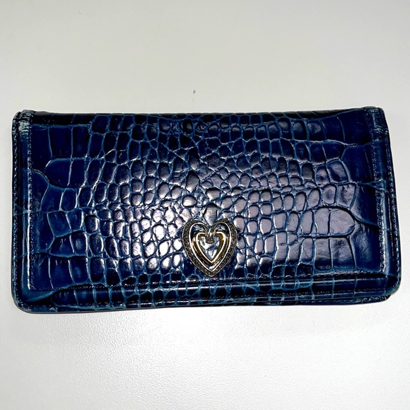 Brighton | Bags | Brighton Check Book Wallet Combo Navy Blue Leather ...